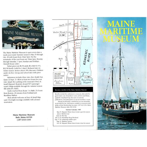 None | Accents | Vintage Bath Maine Maritime Museum Fold Out Map Travel ...